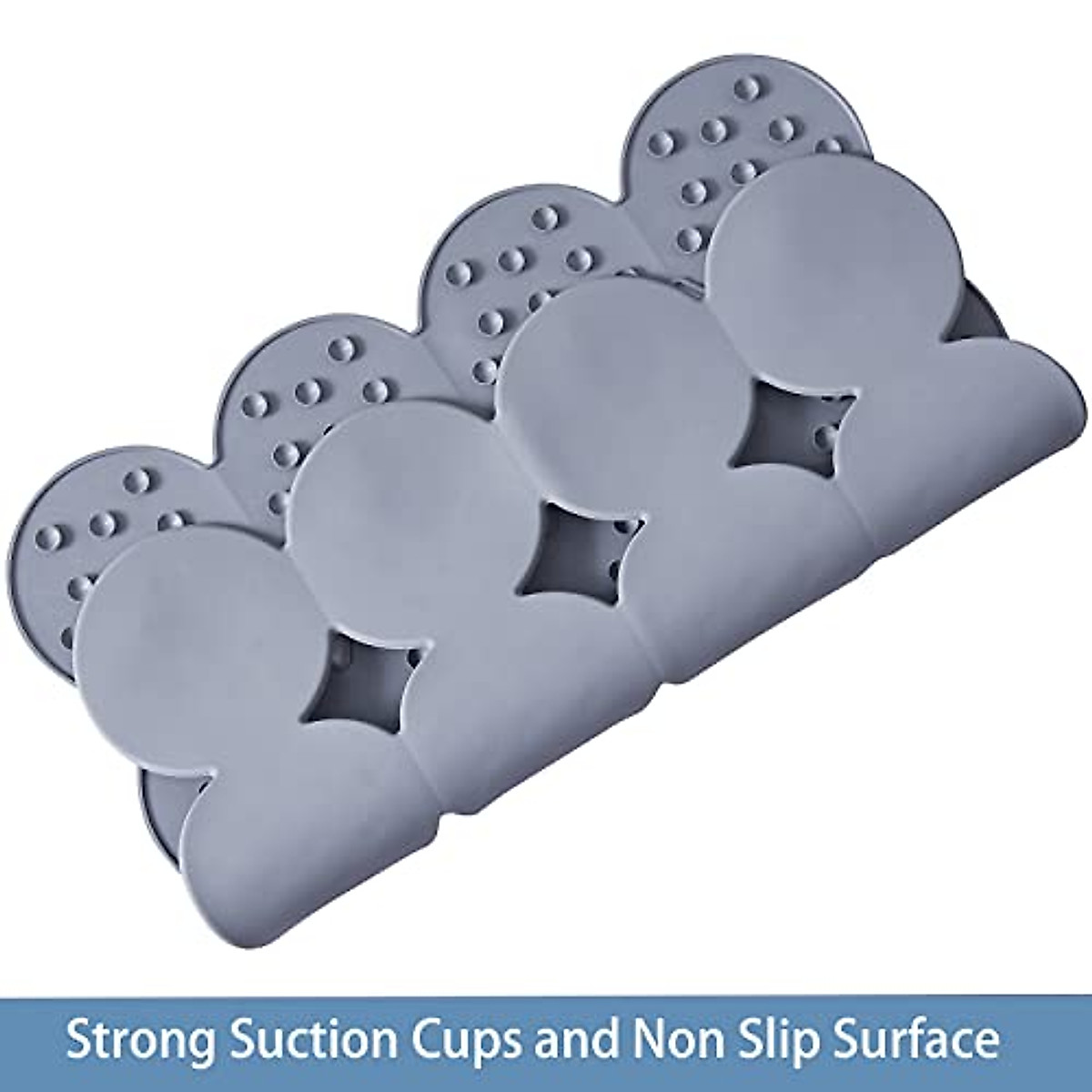 Webos Anti Slip Shower Mat: Natural Rubber Non Slip Bath Mat for Tub with Strong Suction Cups Bathtub & Tub Mats for Elderly and Kids Bathroom Square Shower Floor Stall matt (Grey, 21X21)