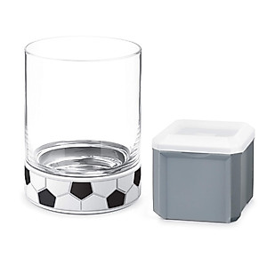 Final Touch Kick-Off Whiskey and Cocktail Soccer/Football Tumbler Sports Glasses with Square Ice Mould - 12oz (350ml) (FTA6675)