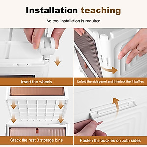 Large Capacity Stackable Storage Bins - Organize Storage Bins Plastic 3 Tier 96Qt White, Stackable Storage Containers with Lids 24Gal, Durable Foldable,Storage for Clothing, Toys, Tools, Books...