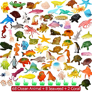 ValeforToy Ocean Sea Animals, 78 Piece Mini Sea Life Creatures Toys Set, Plastic Underwater Sea Animals Learning Toys for Boys Girls Kids Toddlers Party Bag Stuffers, Gift, Prize, Piñata, Sensory Toy