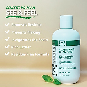 LOCssentials Clarifying Shampoo for Locs – Professional Loc Shampoo for Dreads, Twists, Braids, Interlocks, Microlocs, Faux Locs Crochet Hair – Dreadlock Shampoo with Peppermint and Tea Tree Oils