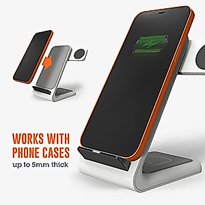 STM ChargeTree Swing - 3-in-1 Wireless Charging Station for iPhone/Samsung/Android (15W/7.5W), AirPods (5W), Apple Watch (3W) - Qi Certified Charging Stand - White (stm-931-323Z-01)