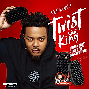 RED by Kiss Bow Wow X Twist King -Premium Luxury Twist Styler Brush, Durable Washable Afro Curl Sponge Racket for Barbers and Daily Use, Ideal for Curly, Coiled, 4C Hair