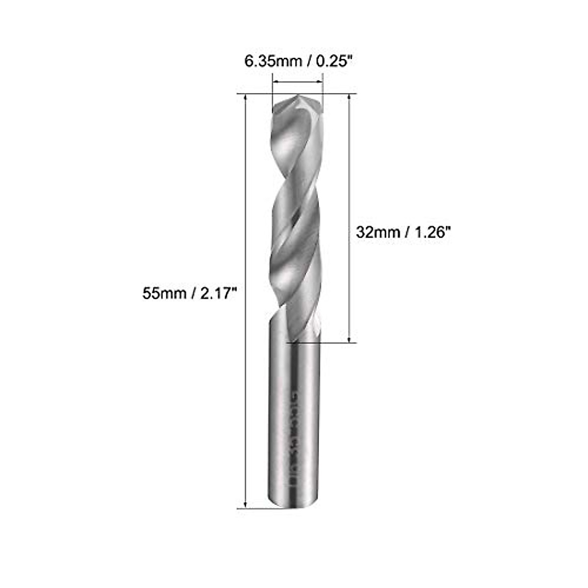 uxcell 6.35mm Solid Carbide Drill Bits Straight Shank for Stainless Steel Alloy Hard Steel, Hardened to 50 HRC