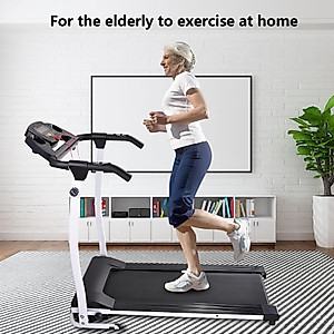 AW Folding Electric Treadmill Portable Running Walking Treadmill with LCD Display Easy Assembly for Home Exercise White