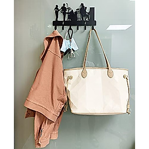 Homie Bay Key Hooks 12 Inch Metal Personalized Modern Home Entryway Small Wall Mounted Mail and Key Holder Hanger Ring Key Rack Organizer for Music Room Wall Decorative, Black.