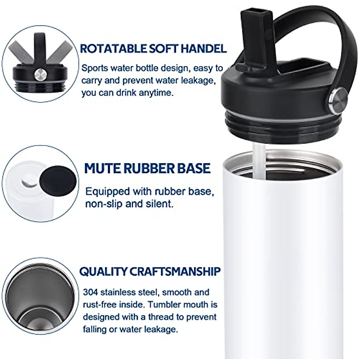 HEPFLANZE 8 Pack 20 OZ Sublimation Tumblers Skinny Straight, Sublimation Sport Water Bottles Blanks Stainless Steel Double Wall Insulated Cups Bulk with Straw Lids DIY for Gift