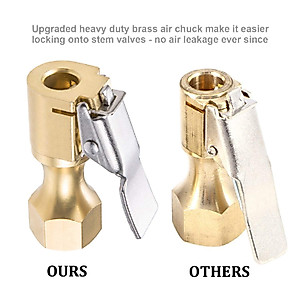 AstroAI Air Chuck, Heavy Duty Closed Flow Lock On Tire Chuck with Clip for Inflator Gauge Compressor Accessories, Yellow, 2 Pack