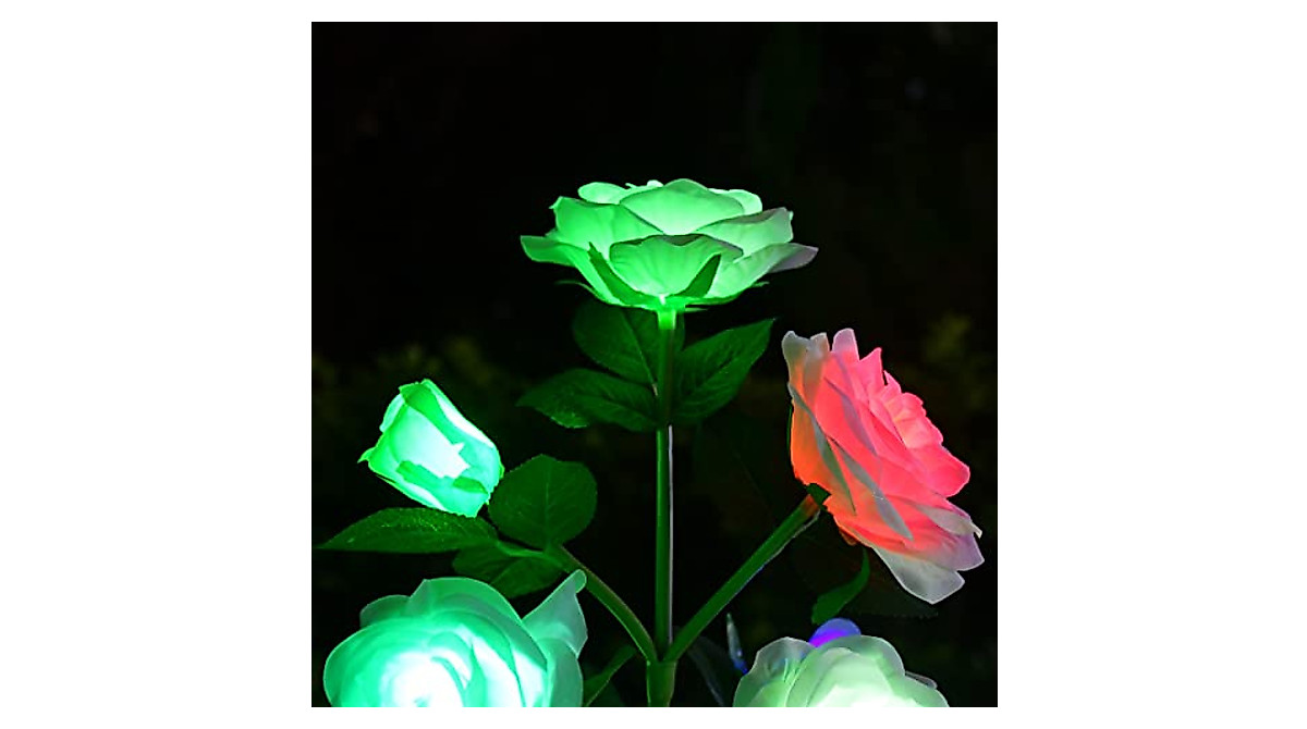 Outdoor Solar Rose Lights - Color Changing Garden Stake 2 Pack
