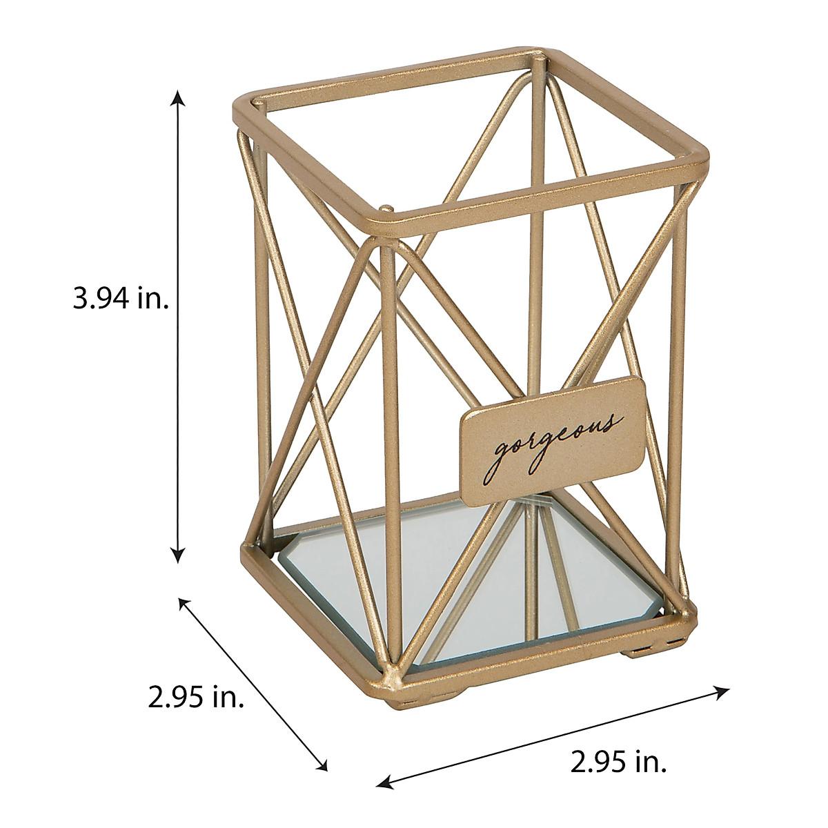 Home Details Cosmetic Brush and Pencil Holder | Vanity | Bathroom | Office | Organizer | Décor | Satin Gold