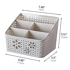 Plastic Makeup Storage Organizer Caddy - Divided Basket Bin for Bathroom Vanity Countertop with Mesh Hollow Design for Shower Kitchen Office Desk (5 cells)