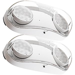 Sunco LED Outdoor Emergency Light, 2-Head Adjustable Wet Rated Exit Lights with Battery Backup, Egress Light, Fire Resistant, 2.4W, 400 LM, 6500K CCT, AC120-277V, UL 2 Pack