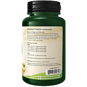 NOW Pet Health, Pet Allergy Supplement, Formulated for Cats & Dogs, NASC Certified, 75 Chewable Tablets