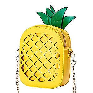 Yuboo Women's Pineapple Purse, Summer Girl‘s Yellow Crossbody Shoulder Bag for Hawaiian& Tropical Party Decorations