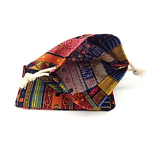 12pc Egyptian Style Jewelry Coin Pouches Aztec Print Drawstring Gift Bag Party Accessories Brocade Cotton Sachet Candy Present Pouch Travel Purse Ethnic (12)