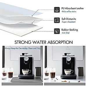 Drying Mat for Kitchen Countertops, Coffee Mat Hide Stain Rubber Backed Absorbent Dish Drying Mat (Gray, 12"x16")