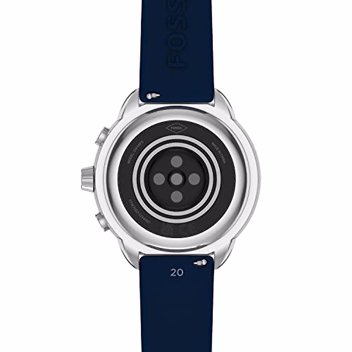 Fossil Men's or Women's Gen 6 Wellness Edition 44mm Silicone Hybrid Smart Watch, Color: Navy (Model: FTW7082)