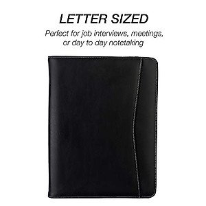 Samsill Zippered Portfolio Organizer, Vegan Leather Business Portfolio Notebook, Work Organizer. Notepad, Tablet iPad (Upto 10.1") Phone & Business Cards Holder, Professional Padfolio for Women & Men