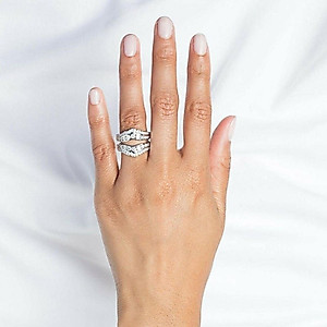 V Touch Round Cut D/VVS1 Diamond Engagement Enhancer Wrap Wedding Jacket Ring For Women's 14K White Gold Plated 925 Sterling Sliver (8.5)