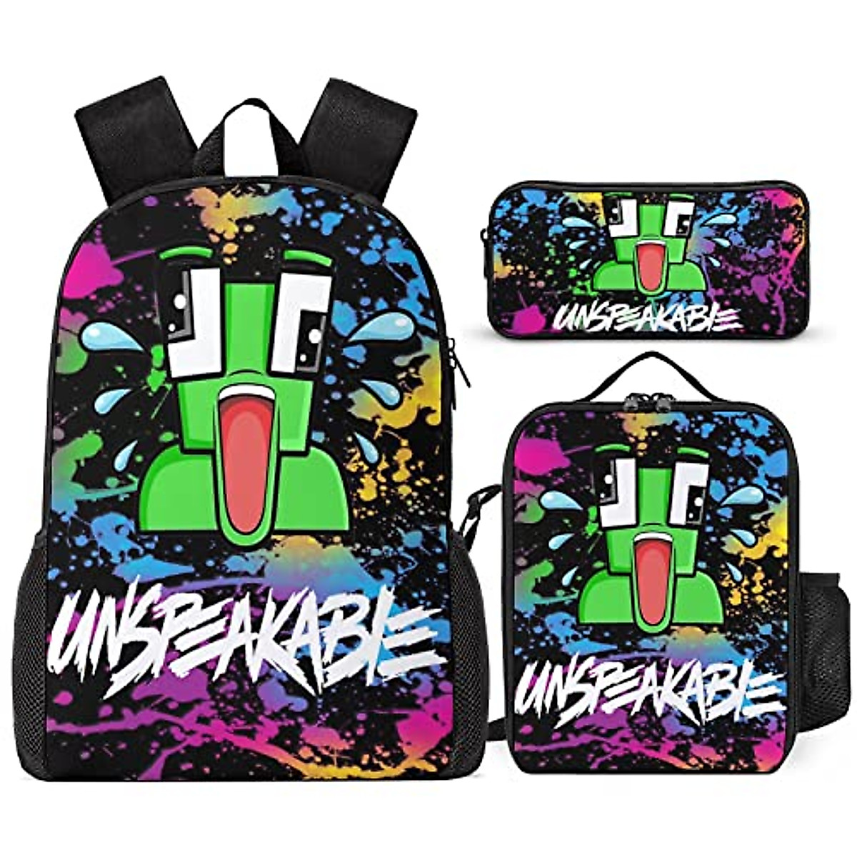 Dtuxgbi Daily Backpack Set 3 Pieces Include Shoulder Bag, Lunch Box And Pencil Case for Youth Boys Girls Lightweight Bookbag