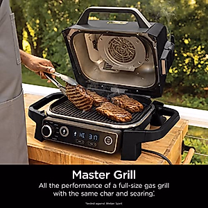 Ninja OG701 Woodfire Outdoor Grill, 7-in-1 Master Grill, BBQ Smoker, & Outdoor Air Fryer plus Bake, Roast, Dehydrate, & Broil, Woodfire Technology, with Robust Pellets
