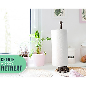 Paper Towel Holder or Free Standing Toilet Paper Holder- Cast Iron Dinosaur Paper Holder - Bathroom Toilet Paper Holder or Stand Up Paper Towel Holder - Rustic Brown w/Vintage Finish by Comfify