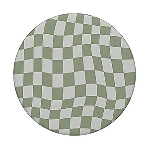 Wavy Checkered Sage Green Checkerboard Pattern Aesthetic PopSockets Swappable PopGrip