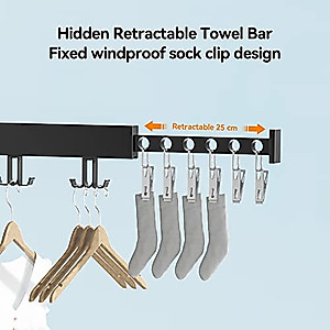 BAICIWE Wall Mounted Clothes Drying Rack, Retractable Laundry Drying Rack, Clothes Drying Rack Folding Indoor, Space Saver, Drying Rack Clothing for Balcony, Laundry, Bathroom, Patio(Bi-Fold)