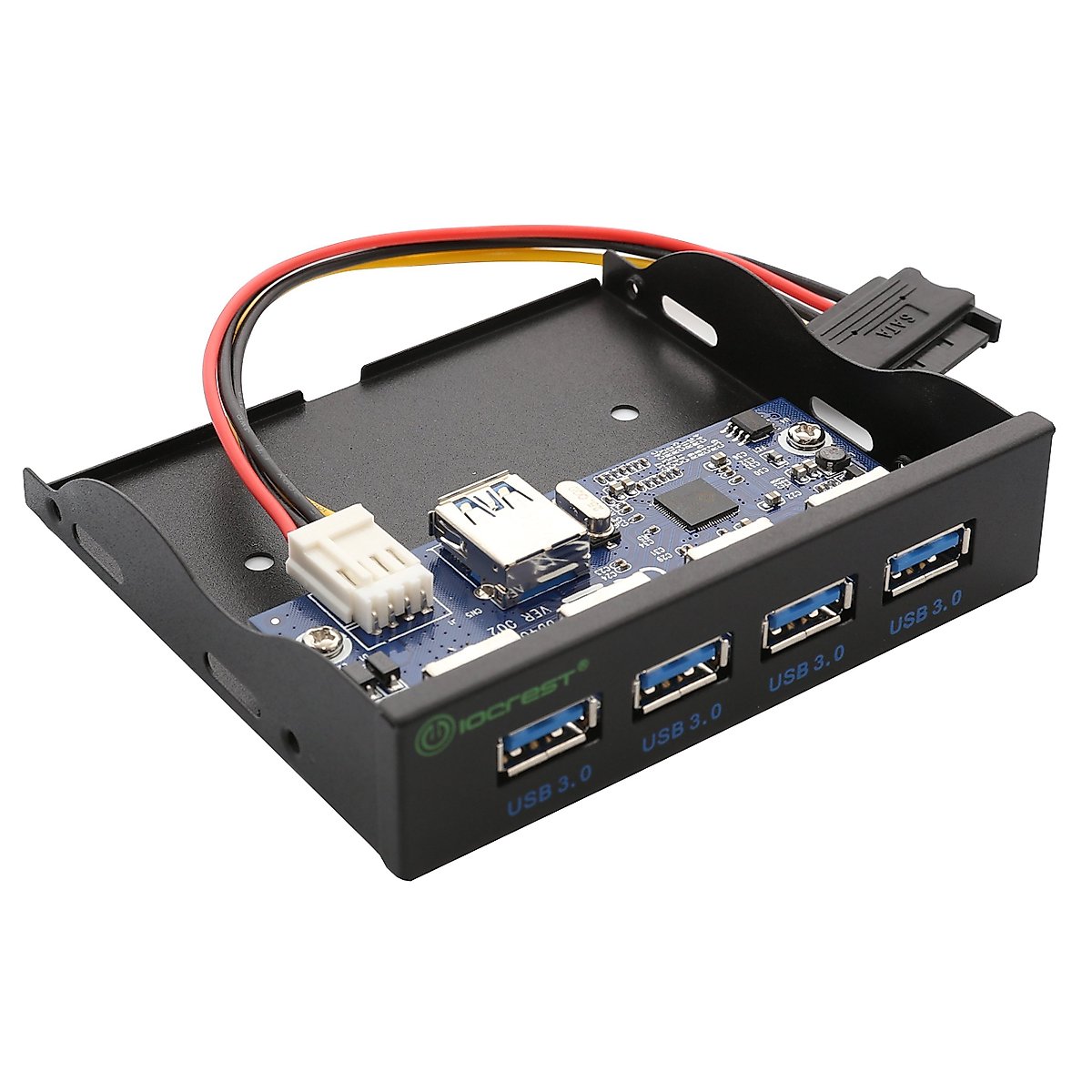 Syba Active 4 Port USB 3.0 Hub Panel for 3.5" Floppy Bay 19 Pin Header SATA Power SY-HUB20211