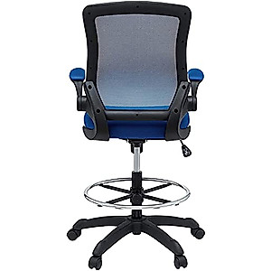 Modway Veer Drafting Chair - Reception Desk Chair - Flip-Up Arm Drafting Chair in Blue