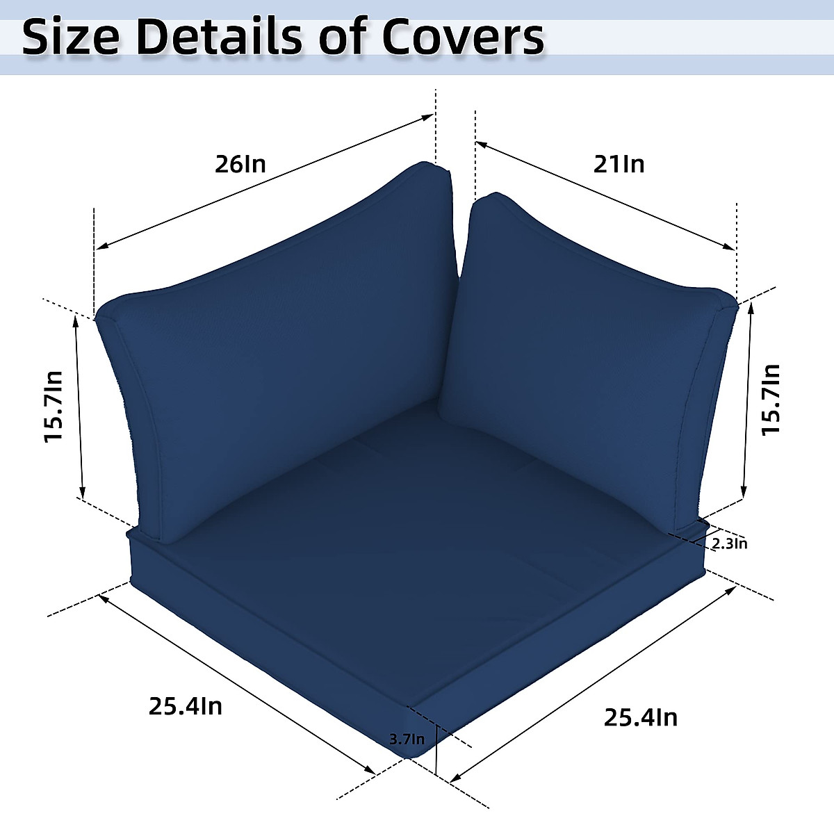 ASJMR Outdoor Cushion Covers 11 Pieces Patio Cushion Covers Replacement for Outdoor Furniture Patio Furniture Set Outdoor Cushion Slipcovers, Outdoor Seat Cushion Covers and Back Pillow Covers - Navy