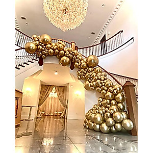 AobkDeco Gold Balloons 84PCS Gold Balloons Garland Arch Kit 5/10/12/18 Inch Different Sizes Metallic Gold Latex Balloons for Golden Theme Party Graduation Birthday Wedding Anniversary Decorations