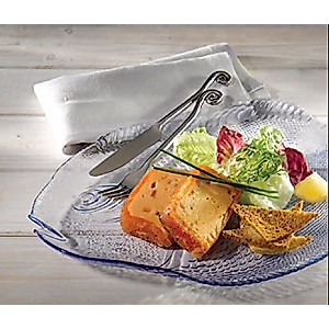 Pasabahce Premium Large Glass Serving Platter, Unique Design Food Tray, Great for Fruit, Cheese, Cake, Salad, Meals, Fish Shape Textured