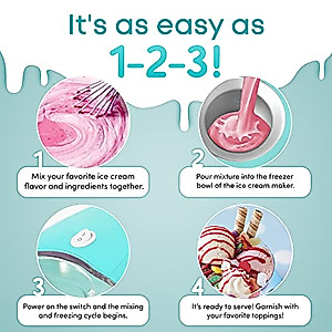 Americana EIM-1400M 1.5 Qt Freezer Bowl Automatic Easy Homemade Electric Ice Cream Maker, Ingredient Chute, On/Off Switch, No Salt Needed, Creamy Ice Cream, Gelato, Frozen Yogurt, Sorbet, Recipe Book