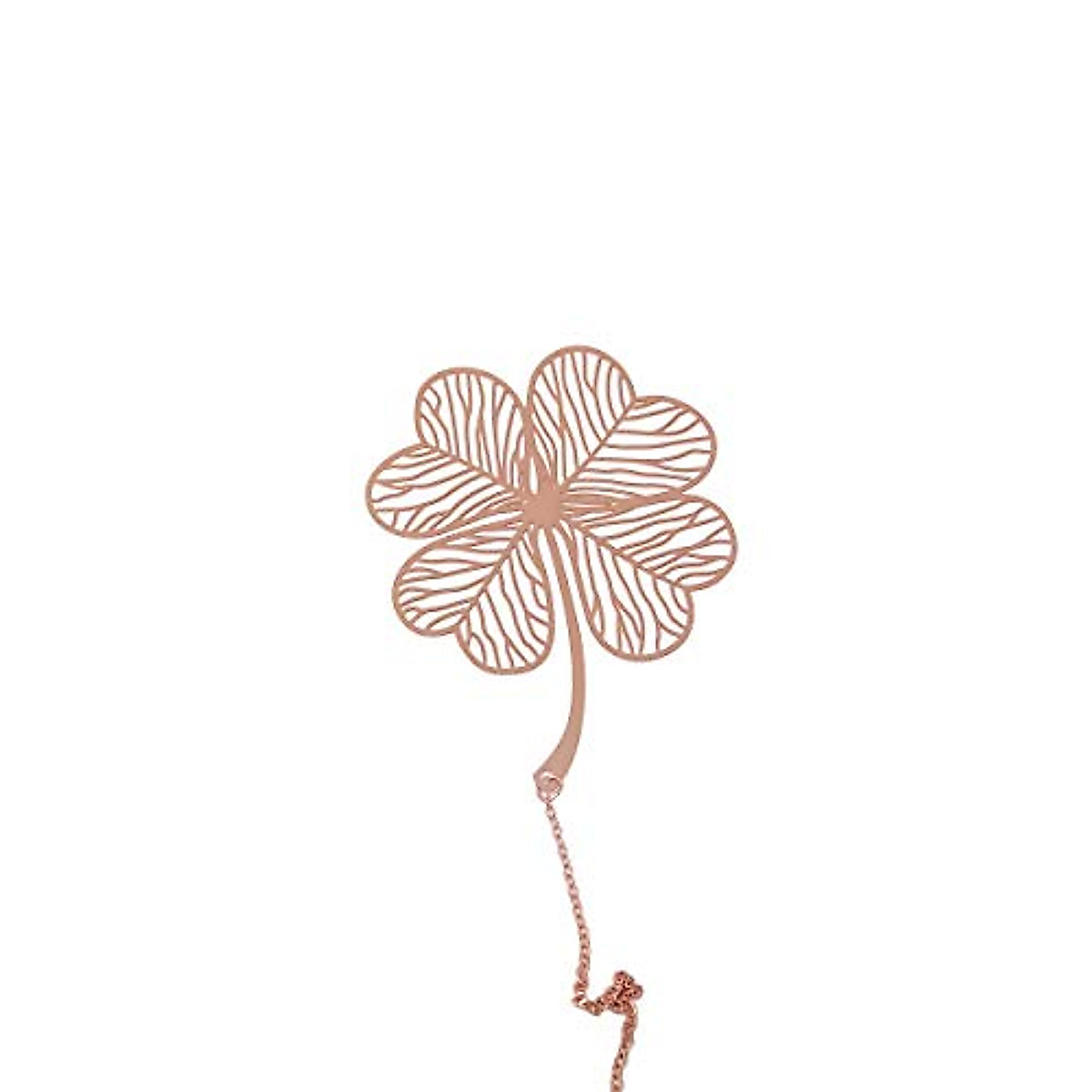 yueton Metal Leaf Bookmarks Clover Leaf Bookmarkers Rose Gold Plated Brass Page Marker with Metal Pendant for Book Lovers