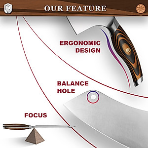 Meat Cleaver, GRANDKKNIFE Cleaver Knife High Carbon Stainless Steel Chef Knife Lightweight Vegetable Knife for Kitchen and Restaurant