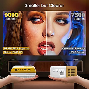 Mini Projector, Native 1080P 9000Lm Portable Outdoor Projector, YOWHICK Movie Projector 4K Supported, Video Projector with HDMI, USB, AV and Aux Ports for Laptop, TV Stick, PS5, Switch, Smartphone