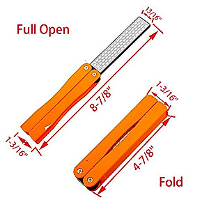 OSFTBVT Diamond Knife sharpener Pocket Sharpening Stone #400/600 Double Sides Folding Portable Orange - 1pcs