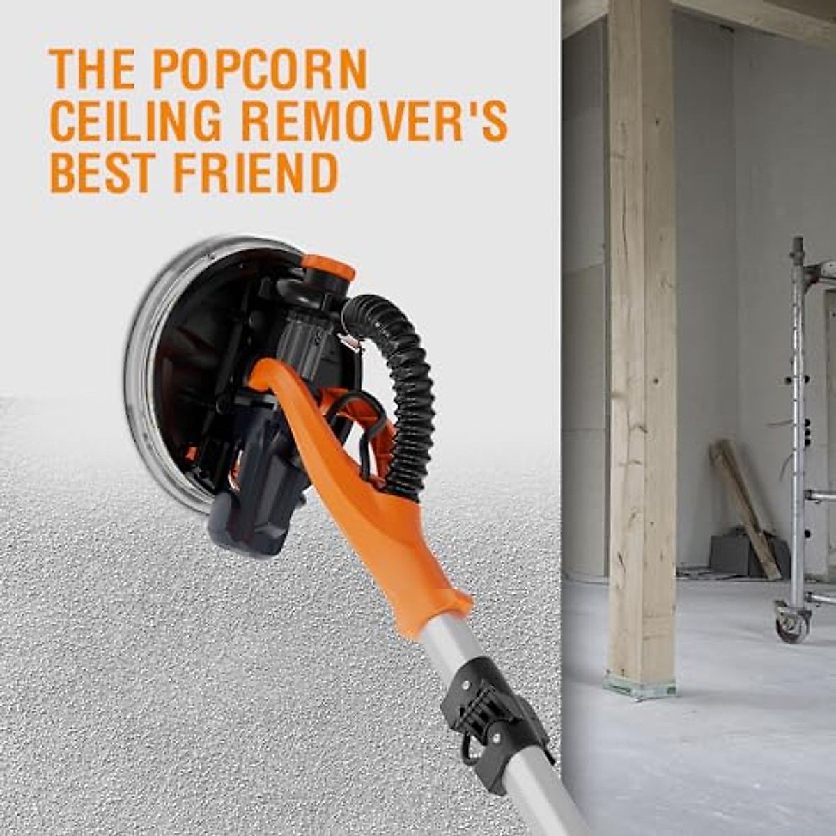 MAXXT Drywall Sander Electric Foldable Wall Sander REAL self-priming system LED light telescopic handle variable speed 6.5A motor six 9-inch sanding discs dust bag