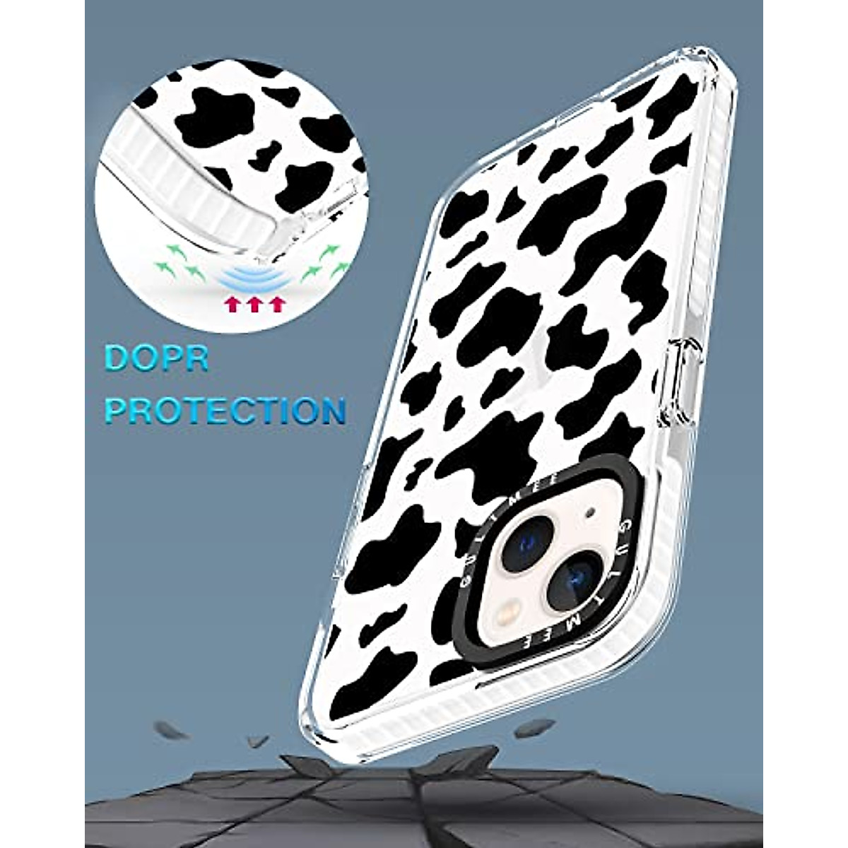GULTMEE [3 in 1 Designed for iPhone 13 Case Cow Print with Built-in Bumper Shockproof Protective Phone Case Cover for iPhone 13 Cases 6.1" Tempered Glass Screen Protector + Camera Lens Protector