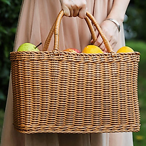 NOLITOY 1pc Woven Basket Market Personalized Easter Basket Boho Style Basket Handbag Woven Storage Basket Handmade Wicker Planter Plant Kits for Kids Wine With Cover Toiletries Boy Plastic