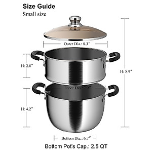 VENTION Steamer Pot for Cooking, Vegetable Steamer, 5-Ply Stainless Steel Steamer, 7.9 Inch