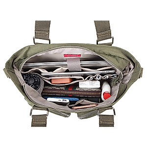 Crest Design Nylon Shoulder Bag Handbag, Teacher Nurse Tote Organizer (Army Green)