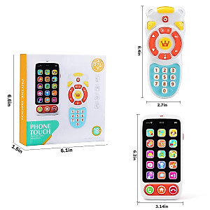 BABBYO Baby Toy Phone with Big Touch Screen & Toy Remote Control for Baby,Play Phones for Kids & Toy Remote for Baby
