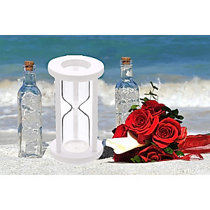 Empty Hourglass Sand Timer Set:White Wood Frame Sand Watch, Sand Clock, Reloj De Arena, Large Hour Glass Sandglass DIY Fillable Unity Sand Ceremony Kit for Wedding Home, Desk, Office Decorative¡­