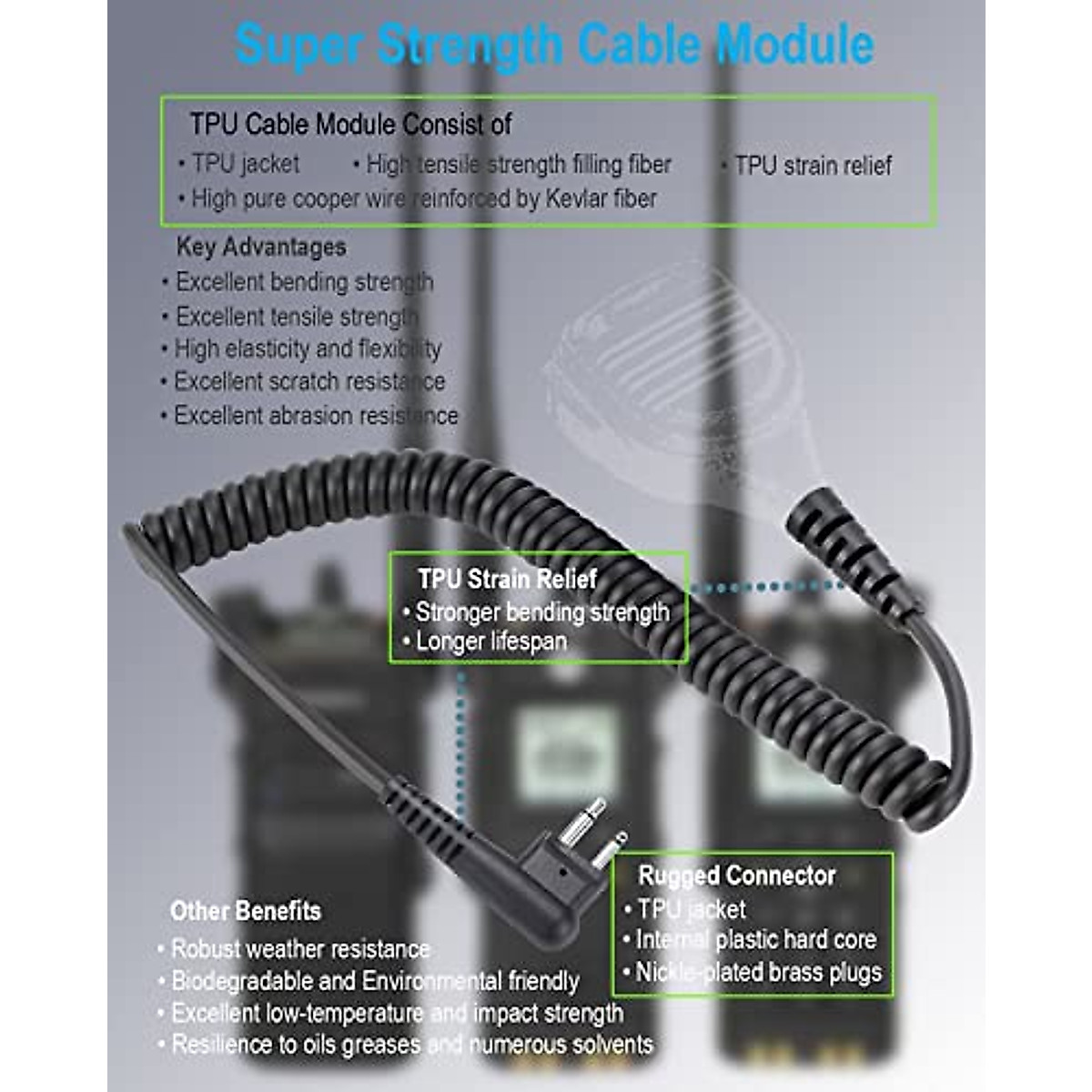 Speaker Mics with Reinforced Cable for Motorola Radios BPR40D BPR40 CP100D CP200D CP200 CP185 CLS1410 CLS1110 DLR1060 DTR700 RDU4100 RDU4160D RMU2040 RMU2080D CLS DTR RDU RMU,2 Pin Microphone-4 Pack