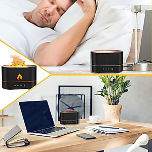 Flame humidifier for bedroom, Essential oil diffuser cool mist humidifiers for home mini air small personal humidifier, 200 ml Lasts Up to 10 Hours