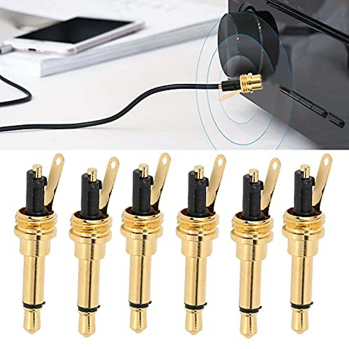 ASHATA Headphone Jack, 100Pcs 3.5mm Mono Headphone Jack, 2-Pole Audio Cable Jack DIY AUX Adapter Replacement, for Radios, Headsets, Scanners