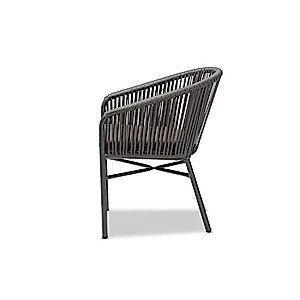 Baxton Studio Marcus Modern and Contemporary Grey Finished Rope and Metal Outdoor Dining Chair