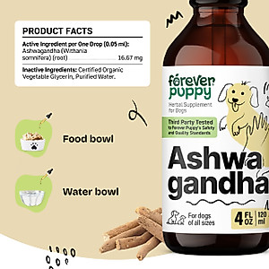 Ashwagandha Drops for Dogs - Calming Care for Dogs with Ashwagandha Drops - Liquid Alternative to Calming Chews for Dogs' Composure & Relaxation - Dog Vitamins and Supplements - 4 oz